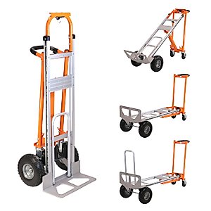 Aluminum Convertible Hand Truck, 3 in 1 Folding Dolly 1000 LBS Capacity Heavy Duty Industrial Platform Cart Collapsible Truck for Transport & Moving in Warehouse, Home, Supermarket