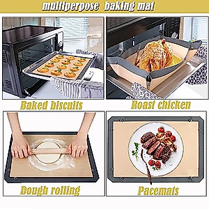 AILIFEER Leak free non stick silicone baking mat,silicone oven liners, corners can be snapped together, BPA free, for pans, air fryers, ovens, placemats (16.54inch*11.61inch)