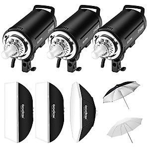 Godox 3Pack DP600III Speedlite Studio Flash Strobe Monolight Kit,1800Ws Bowens Mount Photography Lighting with Softbox,Umbrella,Barndoor Kit for Location and Studio Video Shooting,Portrait