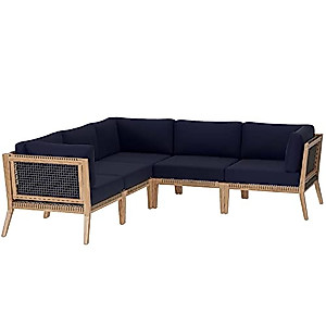 Modway Clearwater Sectional, 5-Piece Set, Gray Navy
