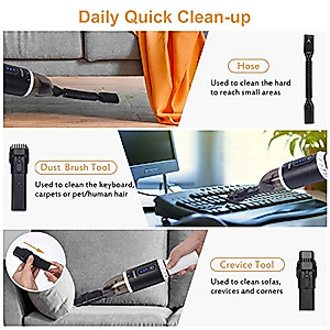 XREXS Handheld Vacuum Cordless, Portable Hand Held Car Vacuum Cleaner with High Power, Rechargeable Mini Vacuum for Home Office Pet Hair Cleaning, 8000Pa Strong Suction, Lightweight and Quick Charge