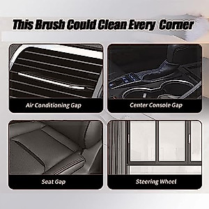 GKmow Pack-1 Car Interior Detailing Brush, Double Head Brush for Car Clean, Soft Multi-Functional Double Ended Portable Dust Brush, Applicable for House, Car Air Vents Crevice, Office (Black)