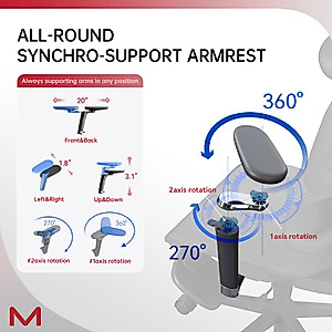 Motostuhl D2 Pro High Back Ergonomic Home Office Chair with DTS Self-Adaptive Lumbar Support, Multi-Adjustable Armrest, Wire Controlled Design, Footrest, 4D Headrest Mesh Office Computer Chair (Black)