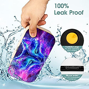 The Wolf in A Galaxy Bento Lunch Box Leak-Proof Bento Box Food Containers with 2 Compartments for Offce Work Picnic Green-Style