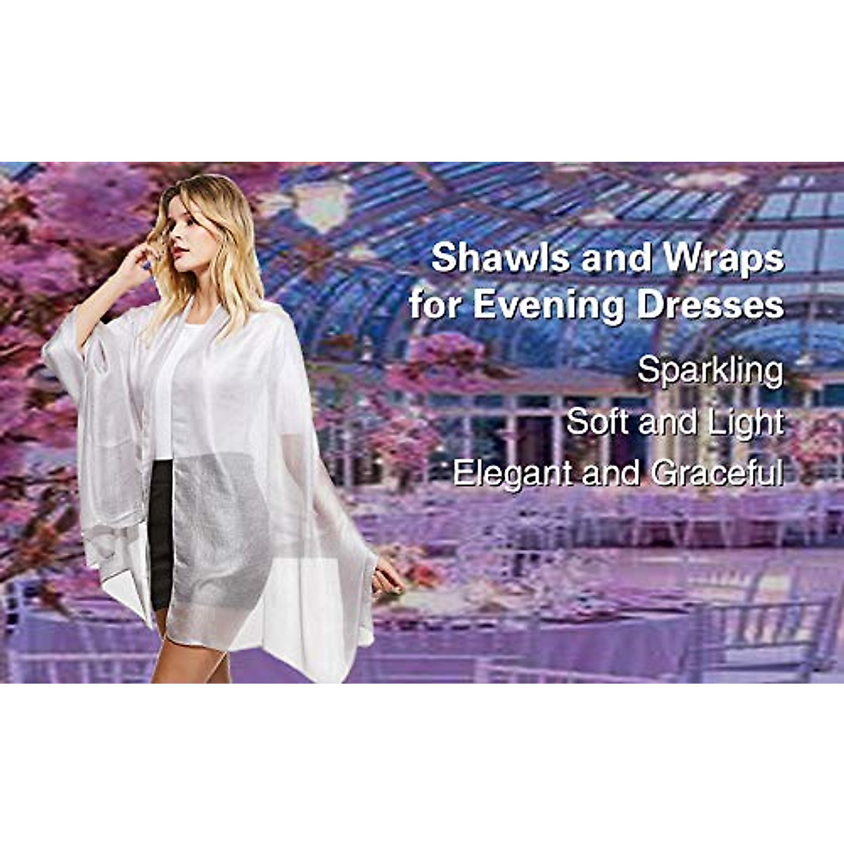 Wedding Shawl Metallic Sparkle Party Formal Shawls Wraps Evening Dresses silver