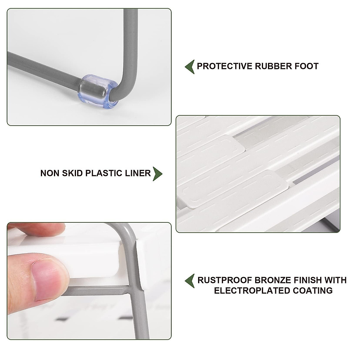 Pantry Organization and Storage for Kitchen - Expandable Kitchen Wrap Box Organizer Rack, Foil Organizer for Cabinet & Counter, Height & Width Adjustable Cupboard Storage Rack - (3 Tier 9.8 to 15.6"L)