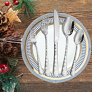Vilihkc Christmas Style Silverware Set,20 Piece Stainless Steel Flatware Set, Kitchen Utensil Set Service for 4,Tableware Cutlery Set for Home and Restaurant,Dishwasher Safe