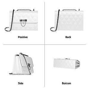 Intrbleu Large Purses and Handbags for Women, Quilted Shoulder Bags Faux Leather Crossbody Bags for Women with Adjustable Metal Shoulder Strap (White)