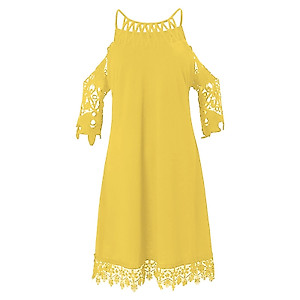 Mini Dresses for Women Summer Women's Summer Fashion Sexy Hollow Woven Strap Lace Casual Dress