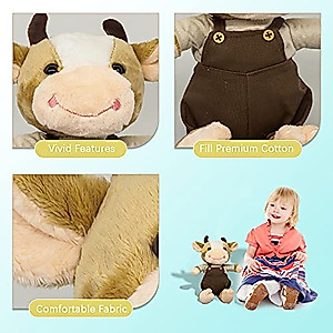 Rural Cow Stuffed Animals-Cute Stuffed Cow Plush with White Veil-Fluffy Cow Plush Toys-Comfortable for Birthday Gift 12.5 Inches