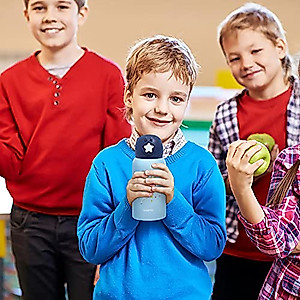 DAMML Kids Water Bottle, insulated stainless steel thermos with Leak-proof straw(Girls/Boys) Reusable Water Bottle Shoulder Strap Suitable for School - Cute Unicorn, 17OZ(Blue)