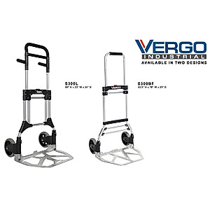 Vergo Industrial 400 lb Capacity Heavy Duty Folding Hand Truck Dolly Cart with Telescoping Handle, Aluminum Foldable Cart with Wheels (S300L)