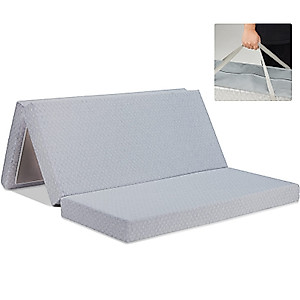 Homguava Folding Mattress Topper 4" Tri Fold Memory Foam Mattress Foldable Twin Mattress Portable Floor Mattress Camping Mat with Carry Bag for Adults, for Guest Room, Home, RV (Queen, 78"x58"x4")