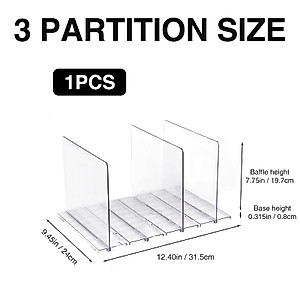 Acrylic Shelf Dividers Clear Closet Shelves Divider for Clothes Purse Bag Handbag Organizer Sunglasses, Adjustable Plastic Acrylic Shelves Organization for Home kitchen Bedroom Bathroom (3 PACK)