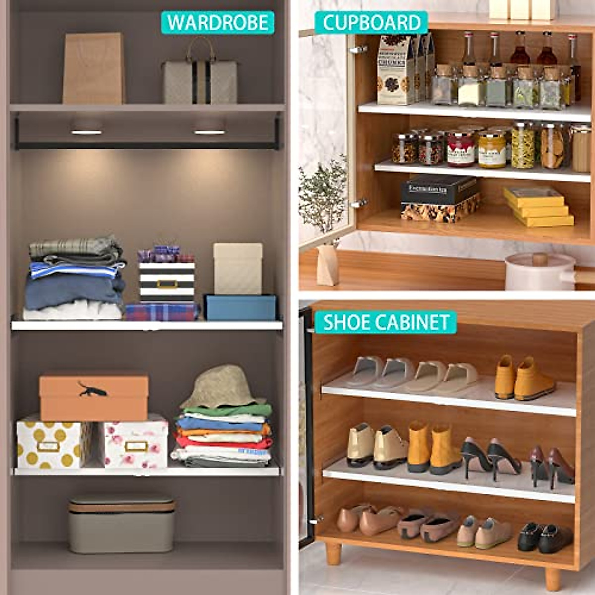 GNEOUS Greal Expandable Closet Shelf Storage Rack Adjustable Metal Organizer Divider Separator for Cabinet Wardrobe Cupboard Kitchen Bathroom, 7.87" Width