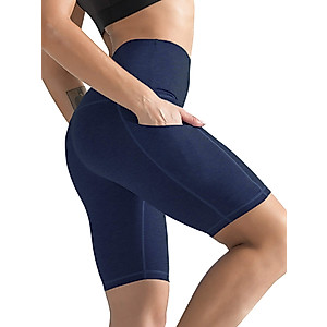 CADMUS High Waisted Compression Shorts for Women Bike Shorts Workout Running Shorts Pockets,20,Navy Blue,Blue,Red,X-Large