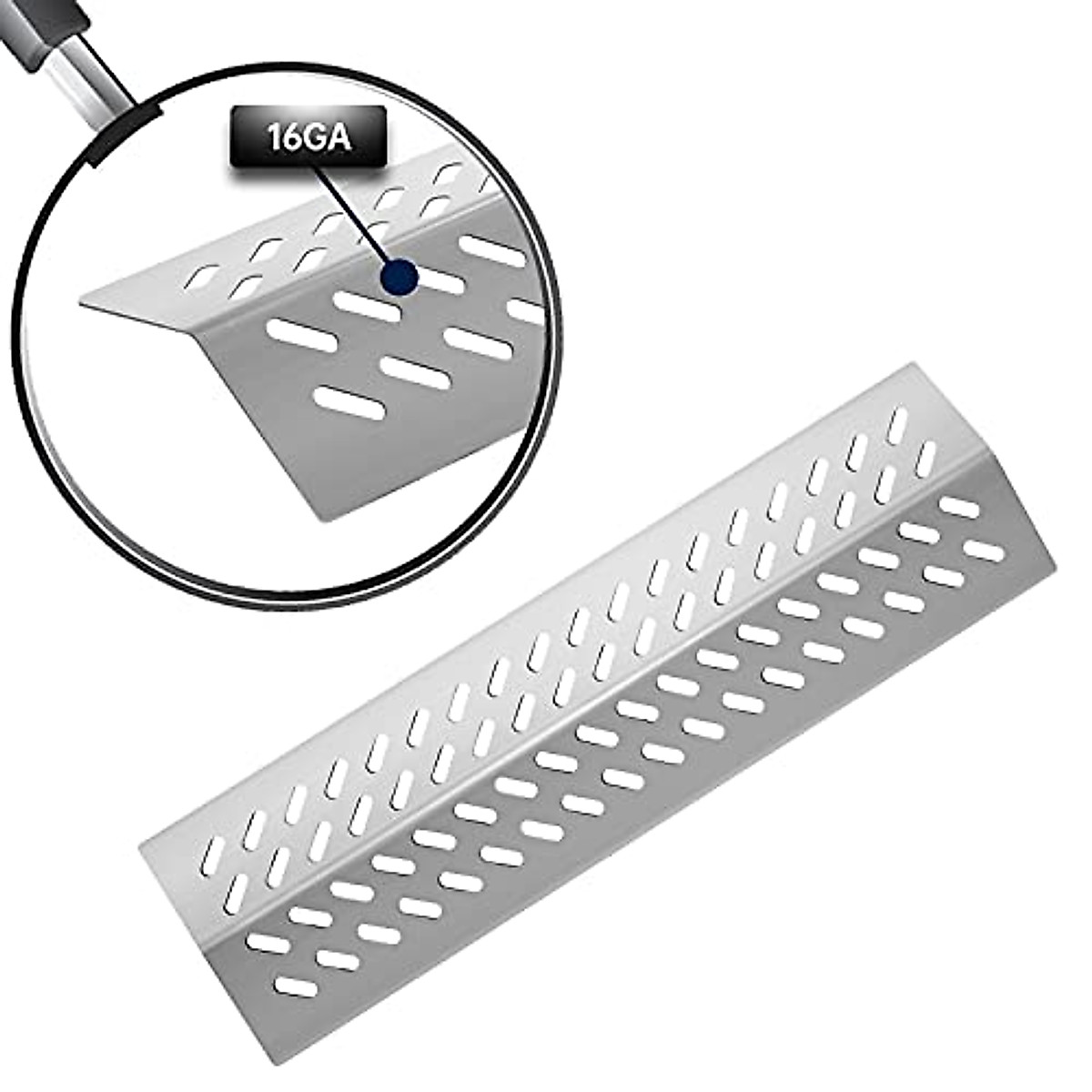 Folocy 17.625 x 5.5 Inch Grill Flame Tamer BBQ Gas Grill Replacement Parts Kit for Bull BBQ Grills, Angus, Brahma, 7-Burner, 4-Burner, 5-Burner, Stainless Steel, Fit Bull Grill Burners, 16GA