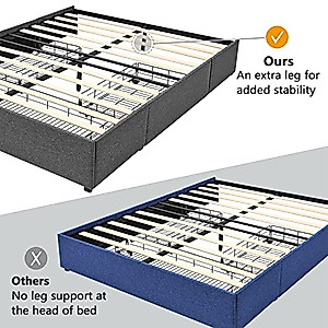 Alohappy Full Size Platform Bed Frame with 3 Storage Drawers,Upholstered Mattress Foundation with Wooden Slats Support,No Box Spring Needed,Modern Style(Dark Grey)