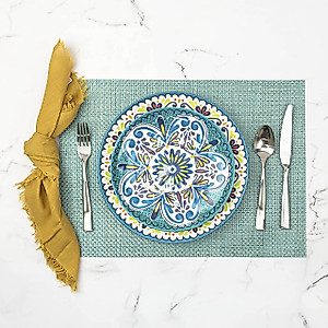 Zak Designs Melamine Dinnerware Set, 12-Piece, Service for 4, Medallion (Cool)