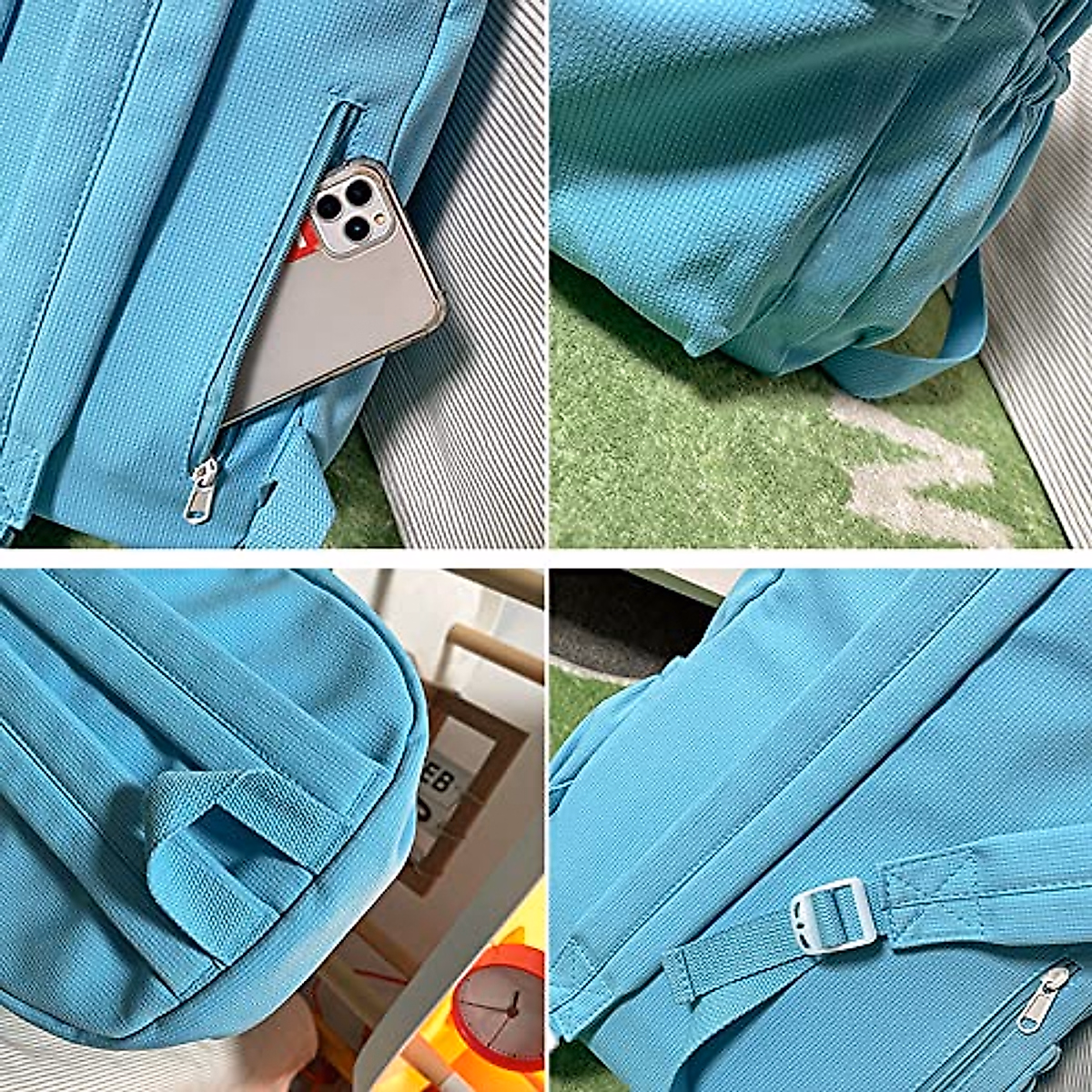 Eagerrich Aesthetic Backpack Cute Kawaii Backpack School Supplies Laptop Bag for Teens Girls Women Students Solid Color