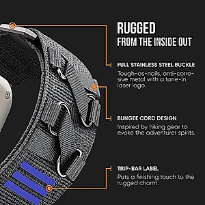 Rugged Nylon Band Compatible with Apple Watch Ultra Band 49mm 45mm 44mm 42mm for Men, Military Tactical Sport Strap Adjustable Replacement Wide Wristbands for iWatch Ultra Series 8 7 6 5 4 3 SE, Gray