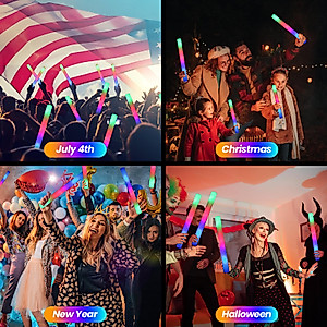 HONLYNE 26 PCS Giant 16 Inch Foam Glow Sticks, Bulk Glow Sticks with 3 Modes Colorful Flashing, LED Light Stick Gift, Glow in Dark Party Supplies for Wedding, Raves, Birthday, Christmas, New Year