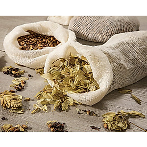Hops and Grain Muslin Steeping Bag - Cotton Mills Beer Brewing Bags 28” (10 Count) - Microbrew, Homebrew Filtering Accessories - Boiling Bags For Tea, Cooking, Nut Milk, Soups - Hop and Grains Socks