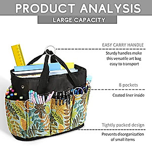 GERYMU Art Supply Storage Organizer, Craft Organizers and Storage Tote Bag with Pockets Art Caddy Oxford Fabric Craft Storage Containers for Teacher, Students, Artist,Office Workers, Traveler Yellow