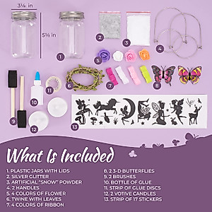 ArtSprk Fairy Lantern Craft Kit for Girls - DIY Kit Includes 2 Complete Fairy Jar Night Light Crafts for Kids - Great Gifts for Birthdays, School, Parties & Sleepovers