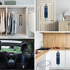 Thinp 2 Pieces Plastic Bag Holder, Hanging Grocery Bag Holder Trash Bag Holder Foldable Mesh Hanging Storage Bag Dispenser Plastic Bag Dispenser for Home Kitchen Garbage Bag Storage(Black)