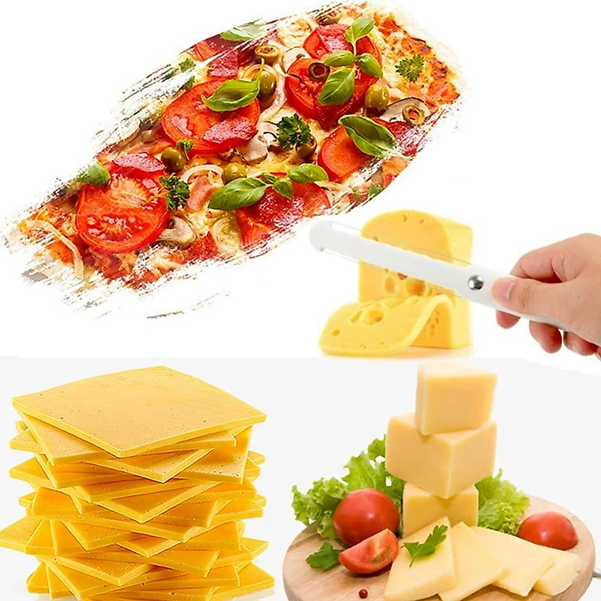 3 Pieces/Set Cheese Butter Slicer, Double Stainless Steel Wire Cheese Cutter Tool, Cheese Cutter Creates Thick and Thin Slices Fast, Cheese Knife Kitchen Cooking Baking Tools