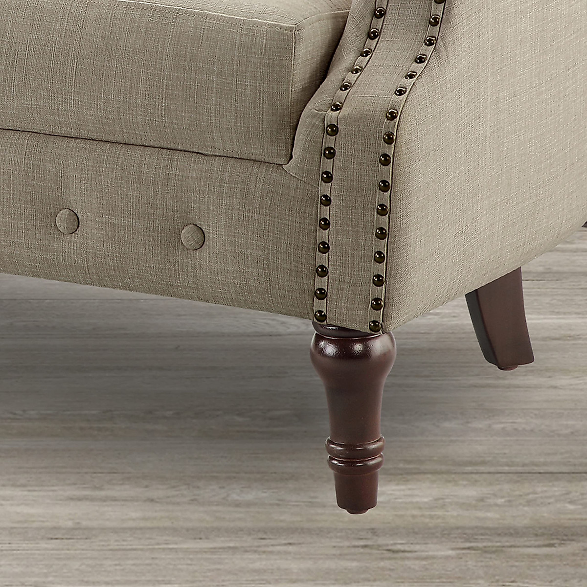 ROSEVERA Garner Chesterfield Settee Loveseat, Brown