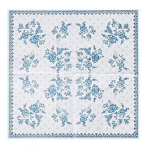 Blue Paper Cocktail Napkins Floral, Pack of 20, 2-Ply Disposable Party Pattern Napkins Decorative