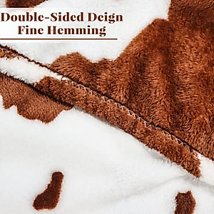 Brown Cow Print Blanket Cozy Soft Cow Print Throw Blanket Lightweight Fleece Cow Blanket Couch Chairs Sofa Bedroom Living Room 50x60 inch Perfect Cow Gift Boys Girls Adults Student