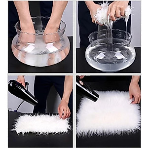 OKAYDA Square Faux Sheepskin Chair Cover Seat Cushion Pad Super Fluffy Soft Fur Rug for Vanity Chair, Car Seat, Sofa, Living Room, Office (18"*18", White)