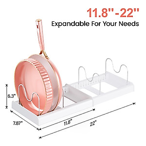 Pantasia Pots and Pans Organizer - Expandable 10-Tier Pot Lid Organizer Holder Adjustable for Pot, Bakeware, Cutting Boards, Lid, Dishes