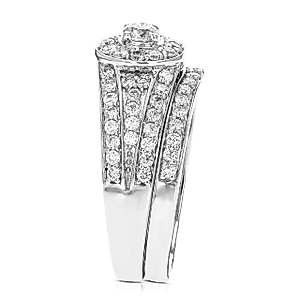 Vir Jewels 1 cttw Diamond Prong Set Wedding Engagement Ring Set 14K White Gold Multi Row Bridal Size 5.5