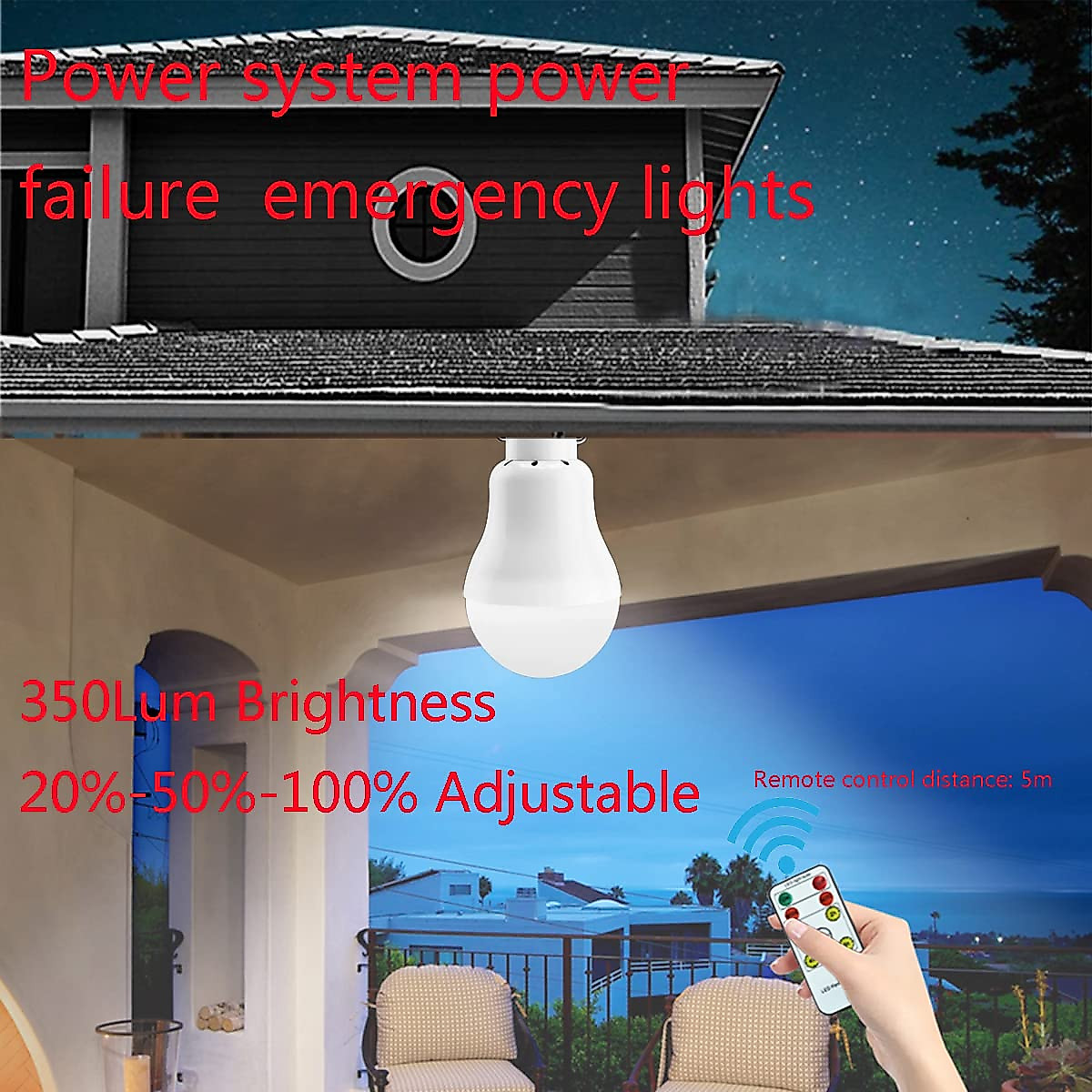 FLRONGSUN Solar Bulb Light 350LM Solar Powered Portable Camping Light Led Lantern Outdoor Lamp Hiking Fishing Tent Indoor Shed Chicken Coop Hurricane Emergency Chargeable(Pack of 2+Remote Control)