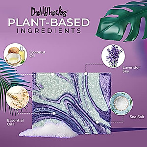 Dollylocks Organic Shampoo Bar for Dreadlocks, Vegan Shampoo with Coconut Oil, Essential Oils, Sea Salt, Plant-Based Shampoo Bars for Hair, Residue Free and Cruelty Free - (4.5oz) Lavender Sky