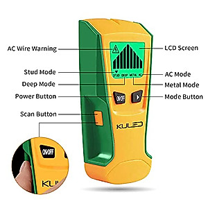 Stud Finder, 3 in 1 Multi-Function Wall Stud Sensor Detector with LCD Display and Sound Warning for AC Live Wire, Wood, Metal, Deep Scanning KULED M79
