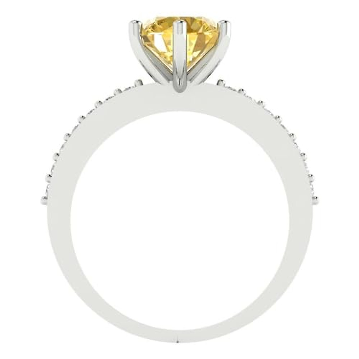 Clara Pucci 1.96ct Round Cut Solitaire Genuine Yellow Simulated Diamond Engagement Promise Anniversary Bridal Ring 18K White Gold 8