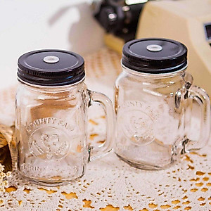 36 Pcs Mason Jar Lids Regular Mouth, Mason Jar Lids with Straw Hole, Stainless Steel Mason Canning Lids Regular Mouth, Leak Proof Reusable Ball Canning Lids for Food Storage, Black