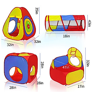 Yoobe Kids Play Tents Jungle Gym w/Pop Up Tents, Tunnels, and Basketball Pit for Boys, Girls, Babies, and Toddlers with Carrying Case for Indoor & Outdoor Use (5 in 1)
