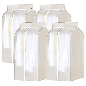 Huibaite Clothing Dust Bag Hanging Clothes Cover Dustproof - Lightweight Translucent Full Zipper Bags Hanging Dress Bag Washable Cover for Household Storage-4pcs (24”x 20”x 36”inch)