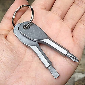 ROSTIVO Screwdriver Keychain Pocket Repair Tool Multi Mini Cool Gadgets for Men Small Gift for Women (Silver)