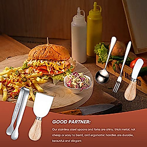 Charcuterie Board Accessories Spreader Knife Set Cheese Butter Spreader Knife Charcuterie Utensils with Wooden Handles Mini Serving Tongs Spoons Forks for party Wedding Christmas (Silver, 20 Pieces)