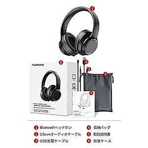 Tumwove Active Noise Cancelling Headphones Bluetooth Headphones Bluetooth 5.0 Wireless Over Ear Headset with Hi-Fi Deep Bass Low Latency Game Mode Quick Charge 80H Playtime with Mic for Travel Work