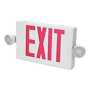 Cooper Lighting APCH7R Self Powered Combination Exit Sign With LED Heads (2) LED White Housing Red Letter Sure-Lites