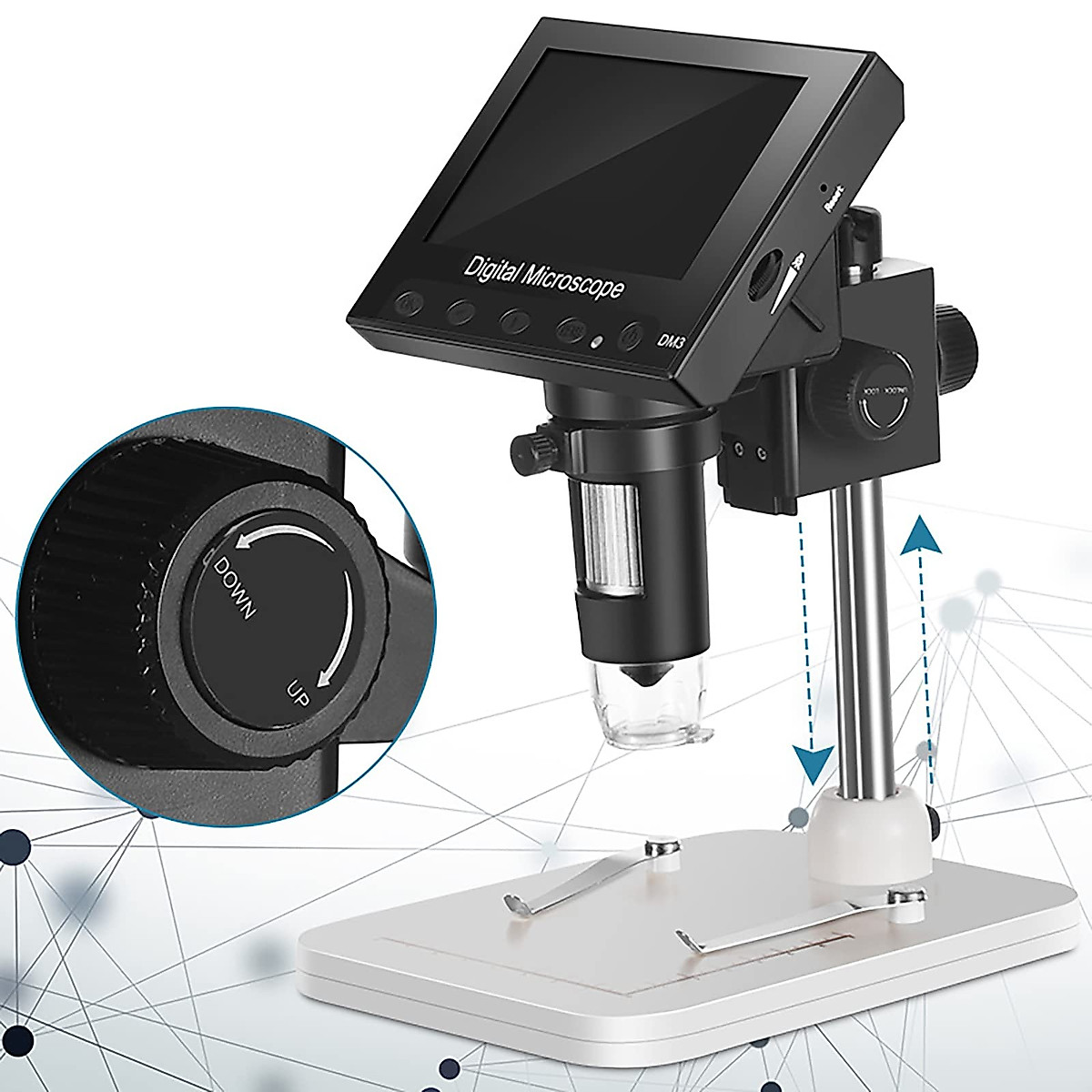 Dearsee 4.3 Inch Coin Microscope, LCD Digital Microscope 1000X Magnification Microscope Coin Magnifier with 8 Adjustable LED Lights for Coin/Stamps/Plants/Soldering, Windows Compatible