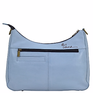 Anna by Anuschka Women's Hand-Painted Genuine Leather Large Top Zip Hobo - Garden Jewels